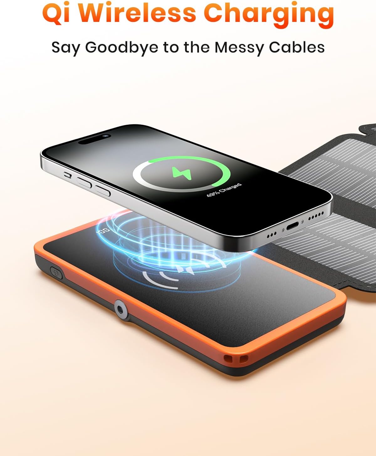 Hiluckey Wireless Solar Charger 10000mAh with 4 Solar Panels